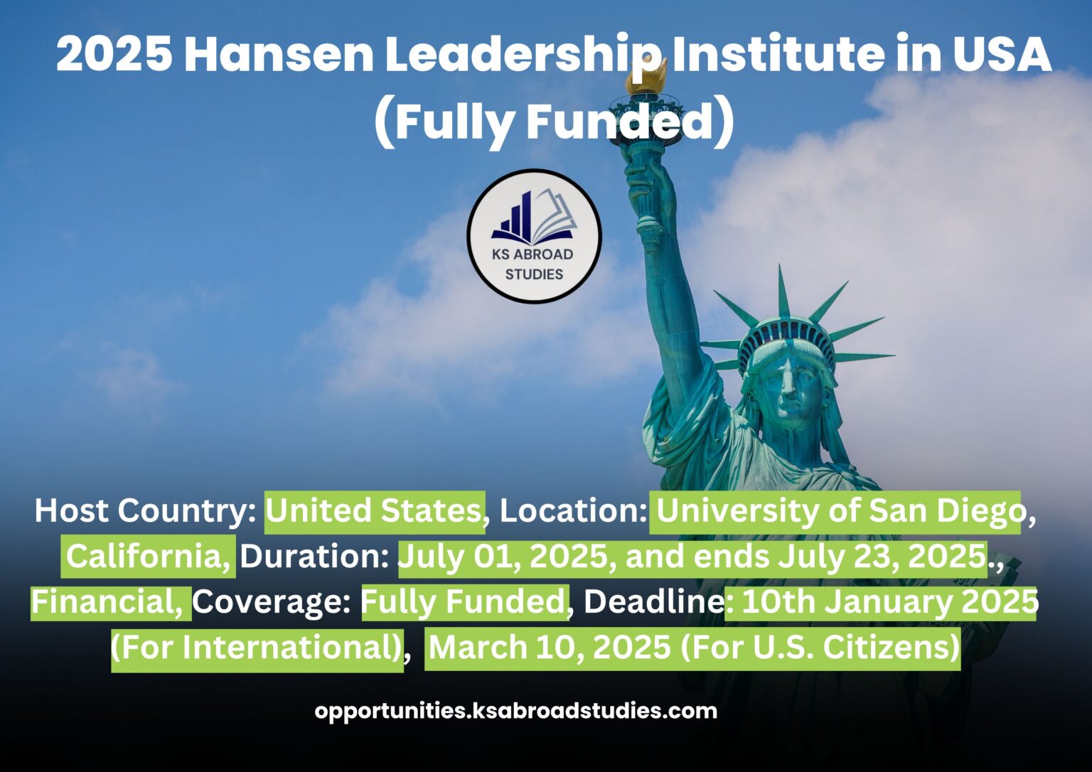 2025 Hansen Leadership Institute in USA (Fully Funded) - KSA Broad Studies